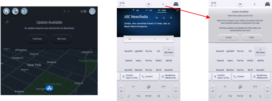How do I accept software updates using SYNC 4A?