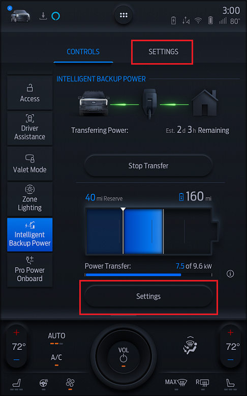 How do I control Home Backup Power for my Ford F-150 Lightning?