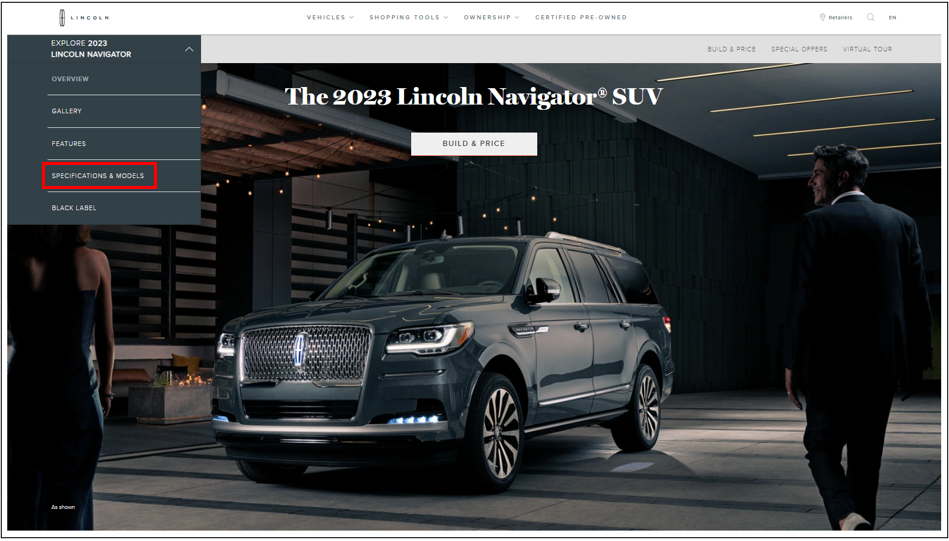 Where do I find the dimensions of a Lincoln vehicle?