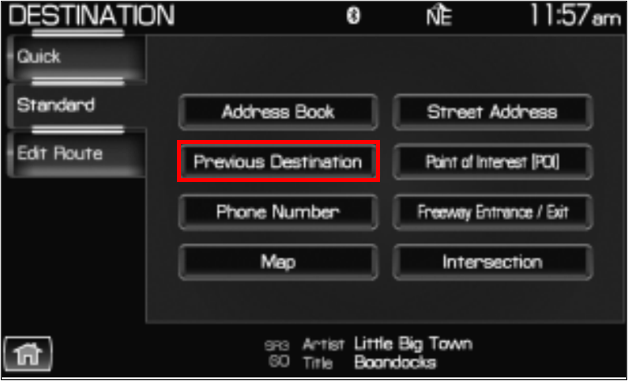 How do I delete a previous destination with SYNC?