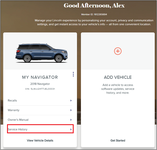How do I find my vehicle's service history?