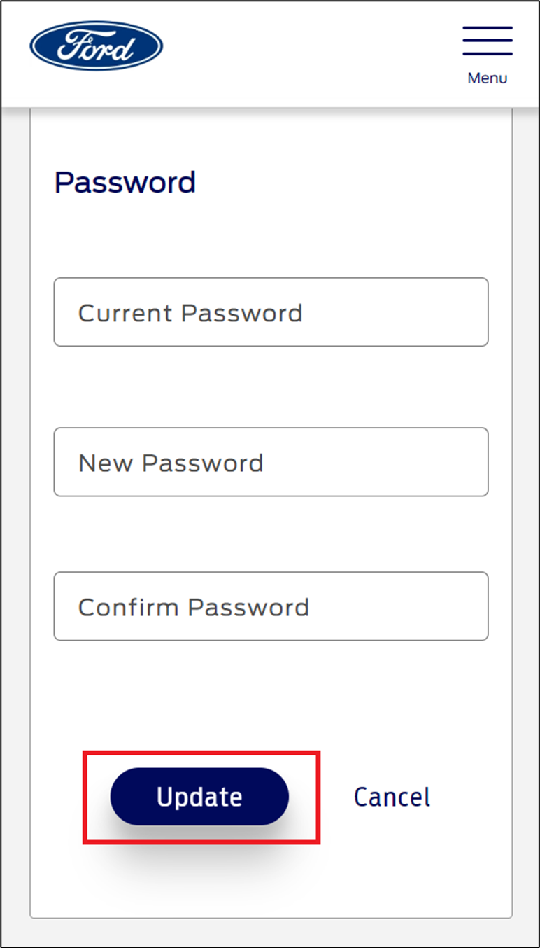 How do I change my Ford account password?